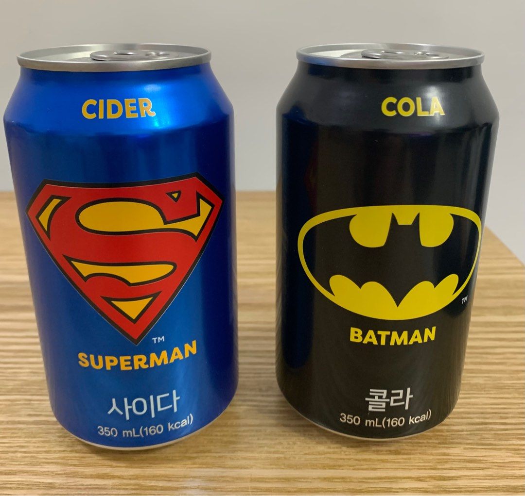 韓國 YOUUS Batman 蝙蝠俠 Cola Superman 超人 Cider, 嘢食 & 嘢飲, 其他食物及飲料 - Carousell