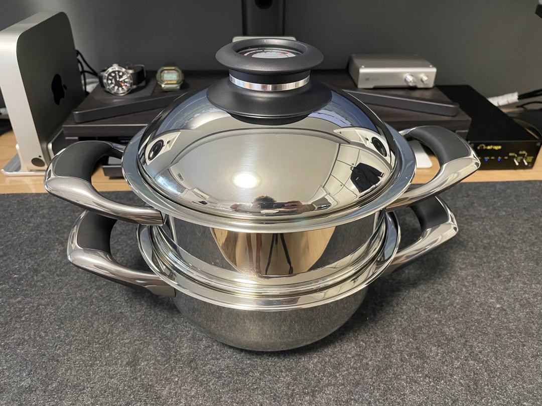 AMC Stainless Steel Induction Pot 20cm 2.6L with Steamer Pot, Furniture ...