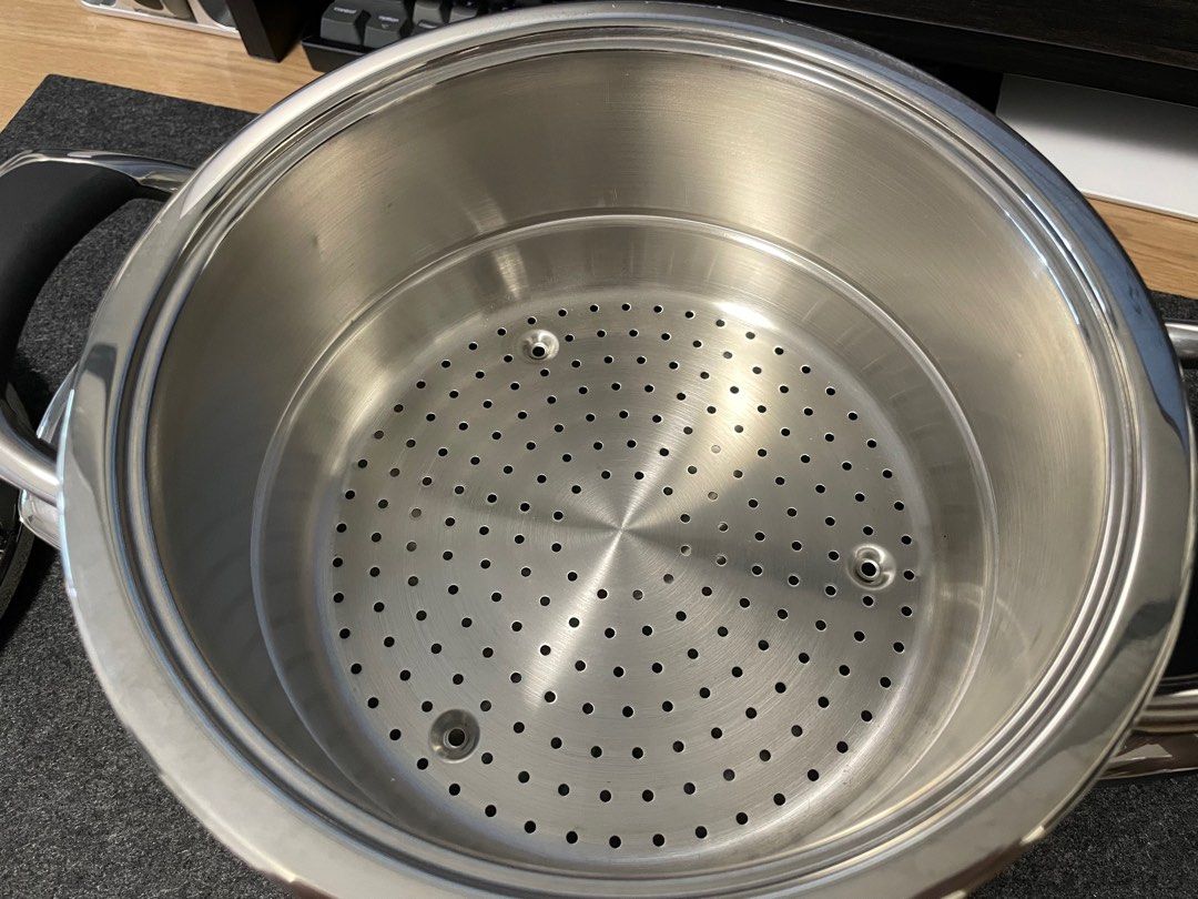 AMC Stainless Steel Induction Pot 20cm 2.6L with Steamer Pot, Furniture ...