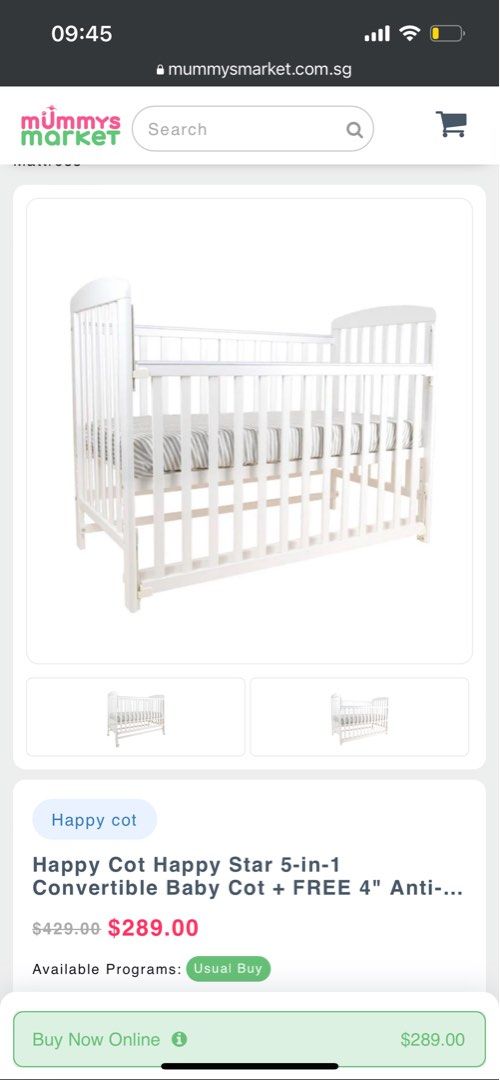 Baby Cot - Happy Cot Happy Star 5-in-1 Convertible Baby Cot, Babies ...
