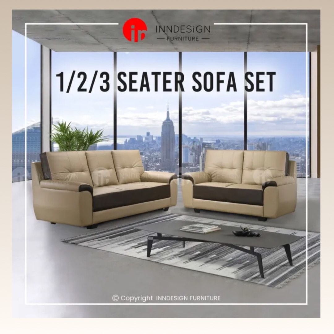 BEEJU 1+2+3 Seater PVC Sofa Set (FREE DELIVERY & INSTALLATION ...