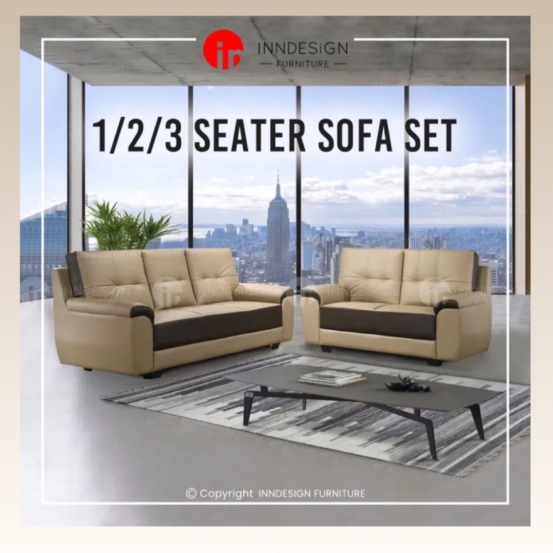 BEEJU 1+2+3 Seater PVC Sofa Set (FREE DELIVERY & INSTALLATION ...