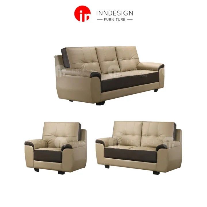 BEEJU 1+2+3 Seater PVC Sofa Set (FREE DELIVERY & INSTALLATION ...