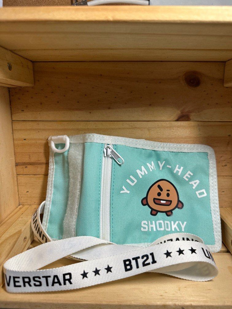 BT21 SHOOKY Trifold Wallet with Lanyard, Women's Fashion, Bags ...