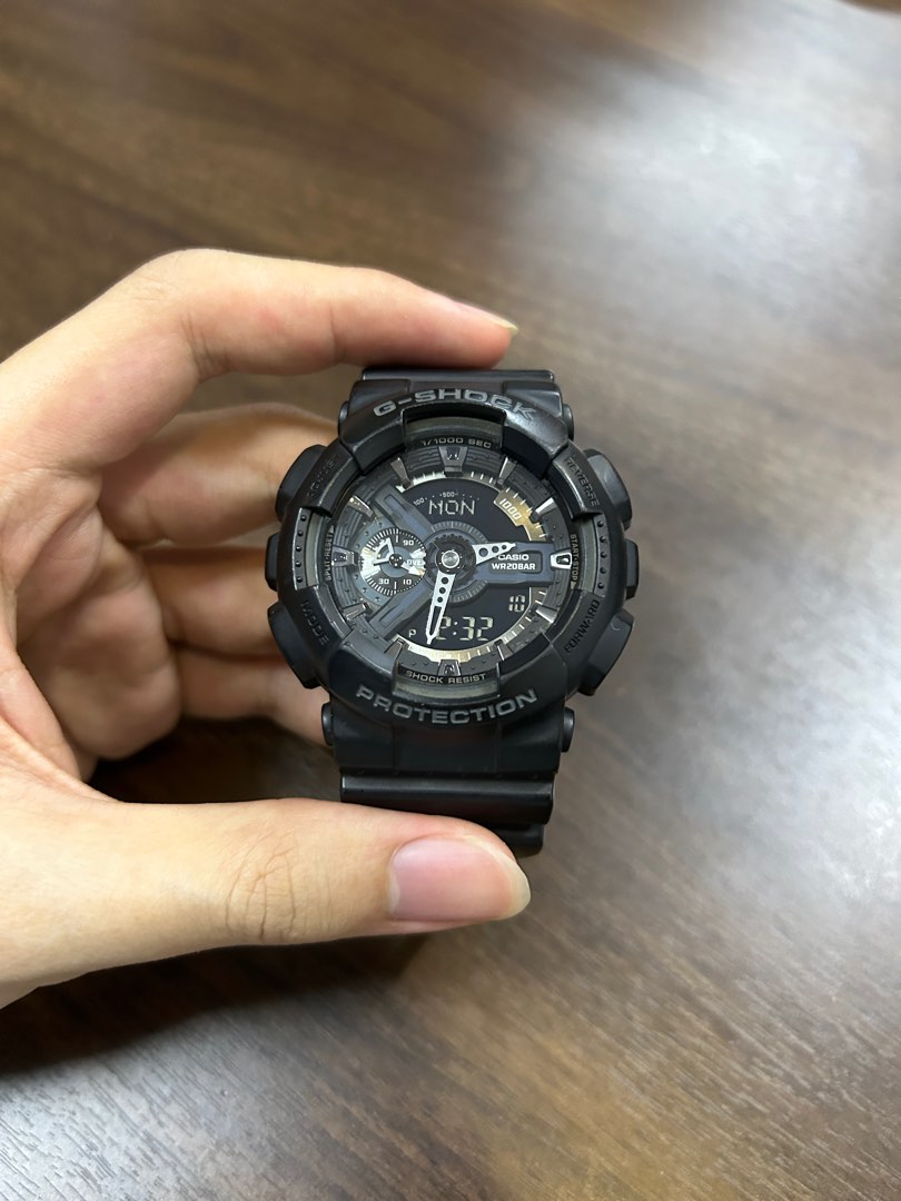 Casio G-Shock GA-110-1B All Black Analog-Digital Men Watch, Men's Fashion, Watches & Accessories ...