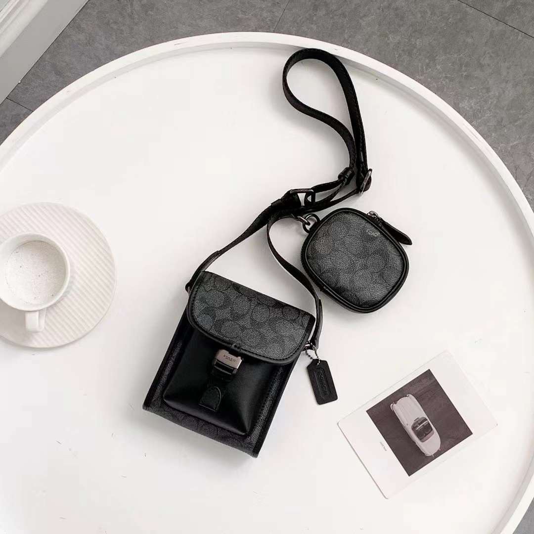 Coach handphone bag small size sling bag black instock, Women's Fashion ...