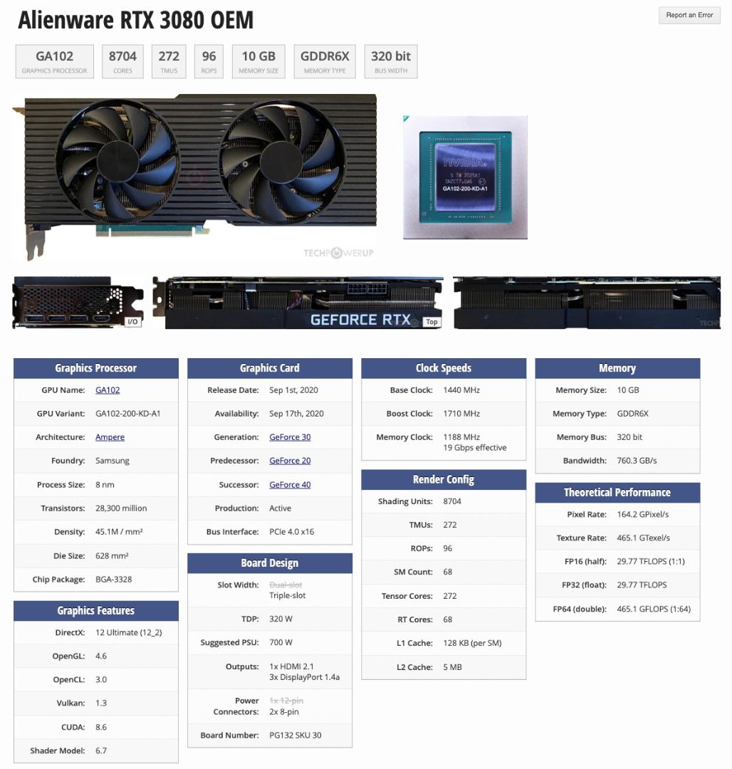 Dell Alienware RTX 3080 10Gb GDDR6X BRAND NEW!, Computers & Tech, Parts ...