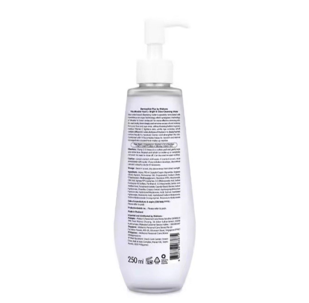 Dermaction plus by watsons micellar water Hya C+ Bright and glow on ...