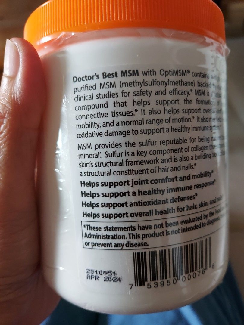 Doctor's Best MSM Powder, Health & Nutrition, Health Supplements ...