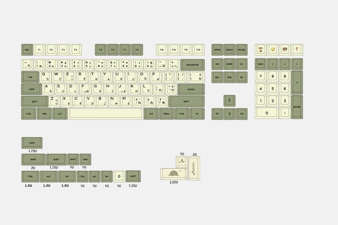 Drop Matcha GKs XDA V2 Keycap Set | Dye-Subbed PBT | Japanese Subscript ...