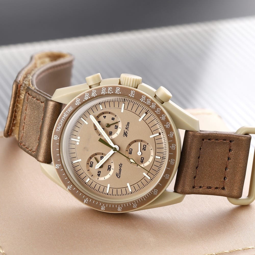 DT 1982 Quartzwatch Moonswatch Function Time, Stopwatch Unisex Watch - Brown, Men's Fashion ...