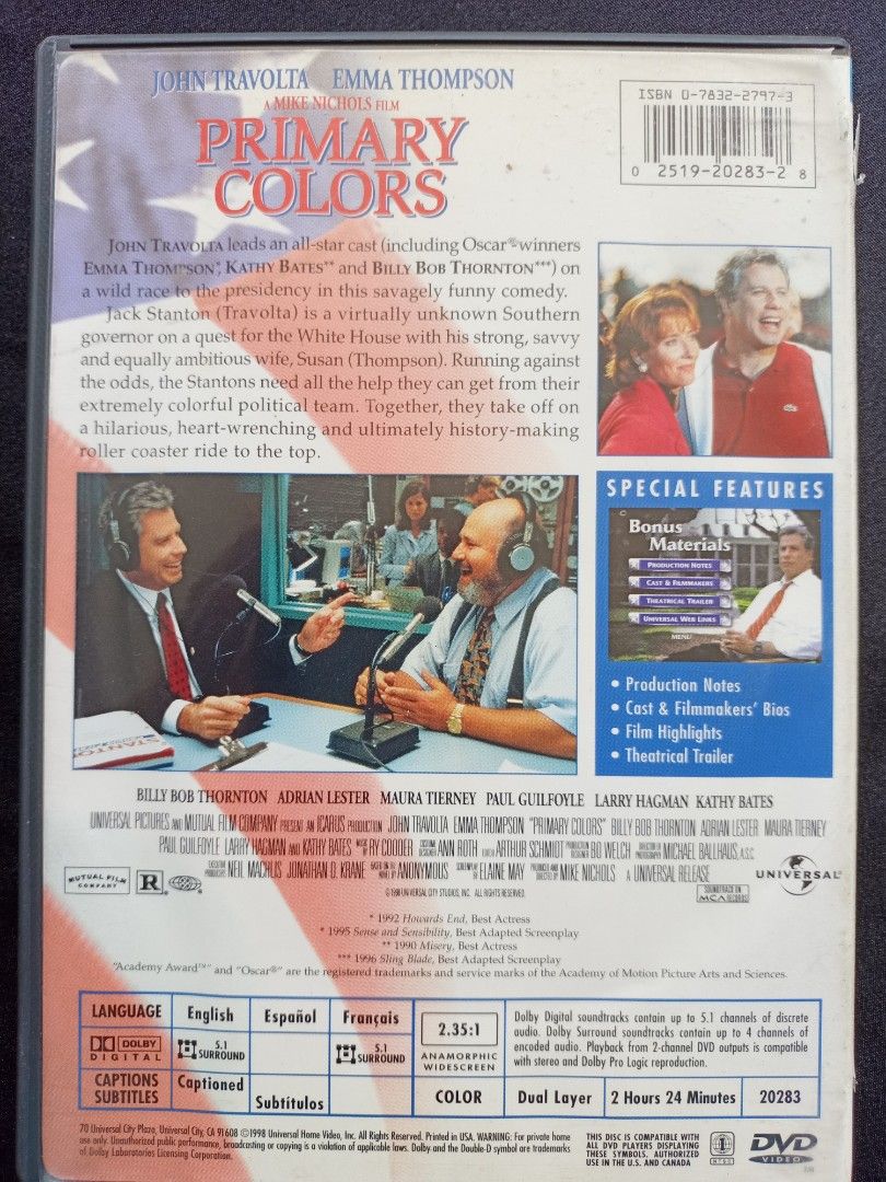 DVD Primary Colors, Hobbies & Toys, Music & Media, CDs & DVDs on Carousell