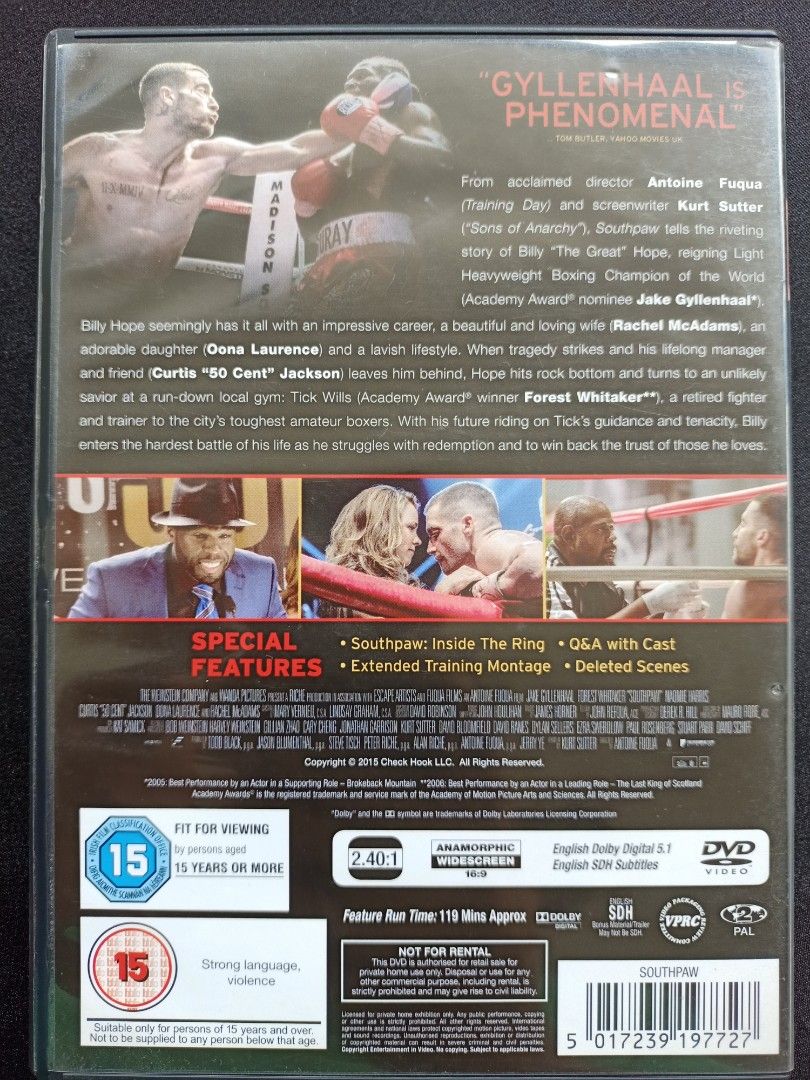 DVD Southpaw, Hobbies & Toys, Music & Media, CDs & DVDs on Carousell