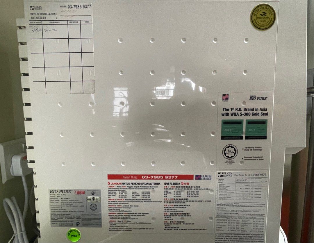 ELKEN BioPure K400 Reverse Osmosis Water Purifier + 3 Boxes of Pre ...