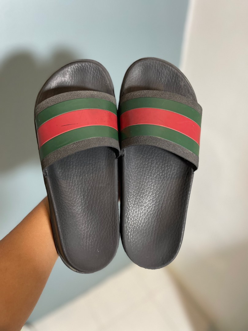 GUCCI MEN Web Slides Sandal - Size UK 8, Men's Fashion, Footwear ...