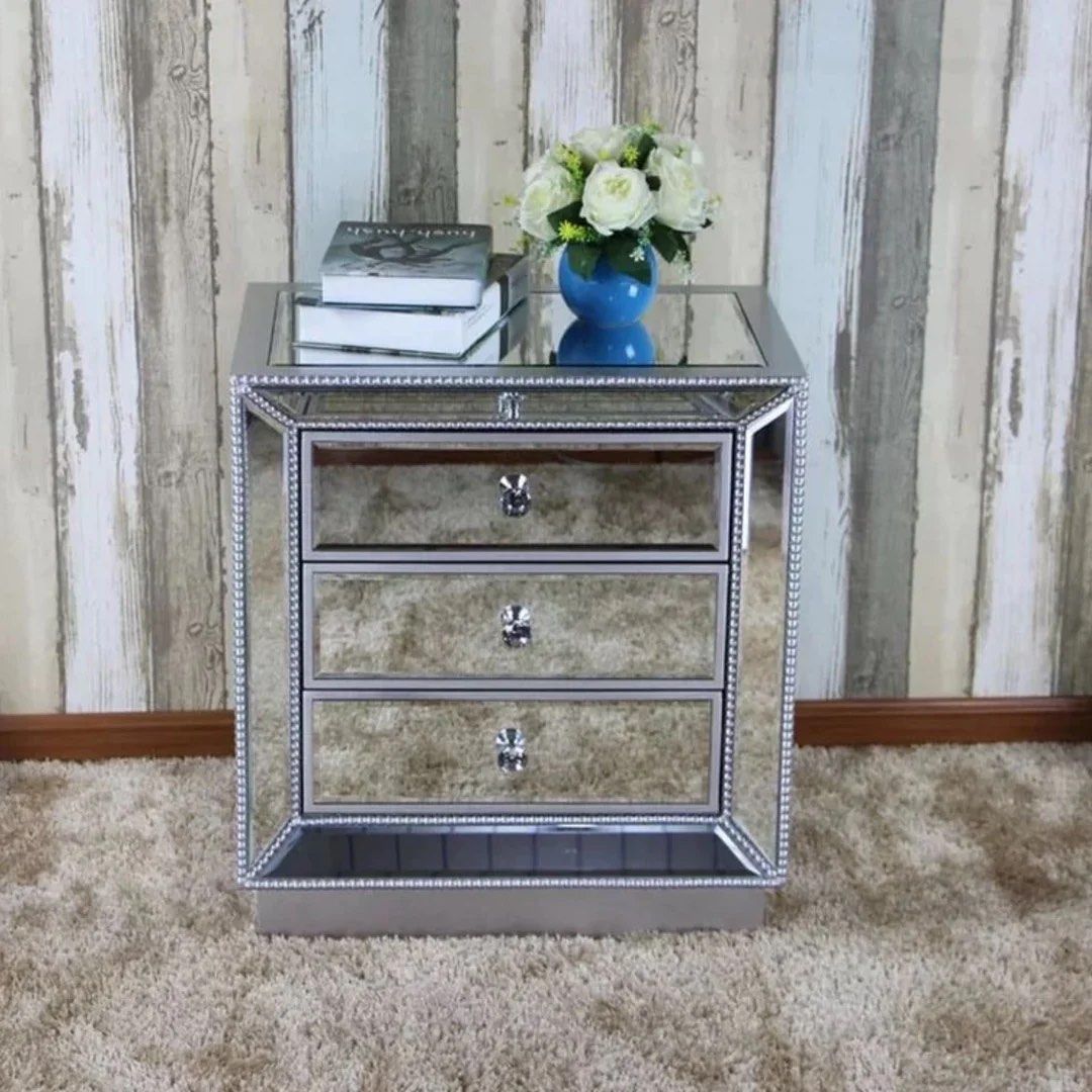 HAEZL Mirrored Bedside Table, Furniture & Home Living, Furniture, Tables & Sets on Carousell