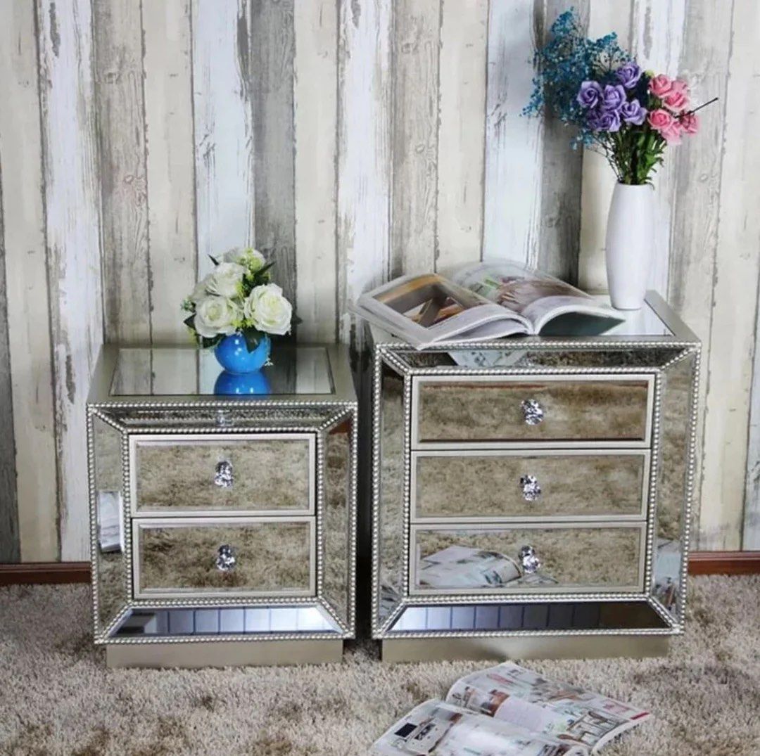 HAEZL Mirrored Bedside Table, Furniture & Home Living, Furniture, Tables & Sets on Carousell