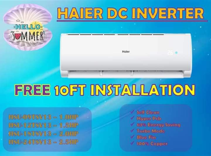 Haier full DC split type inverter Aircon with free installation brand ...