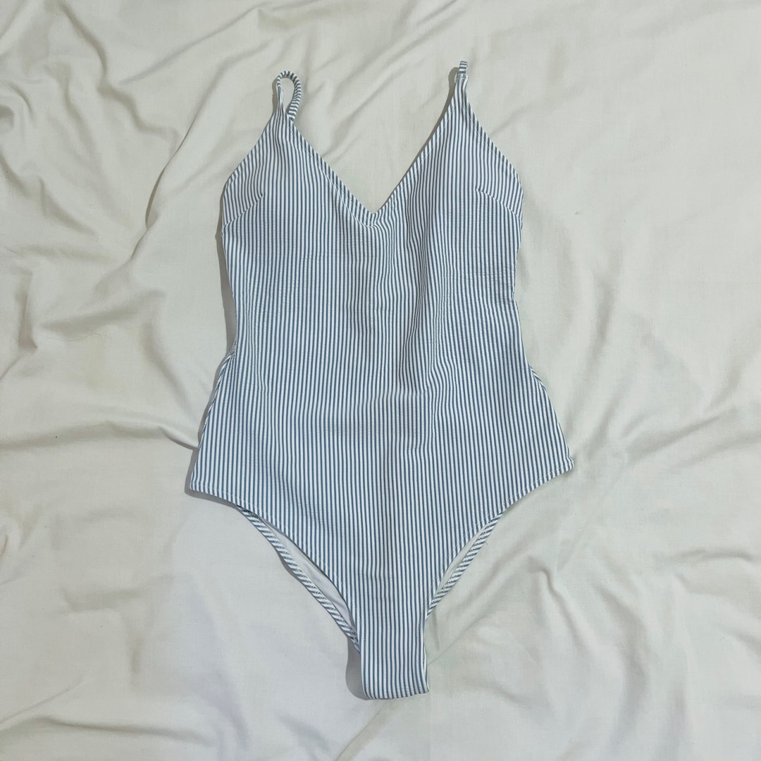Handm One Piece Stripe Swimsuit On Carousell