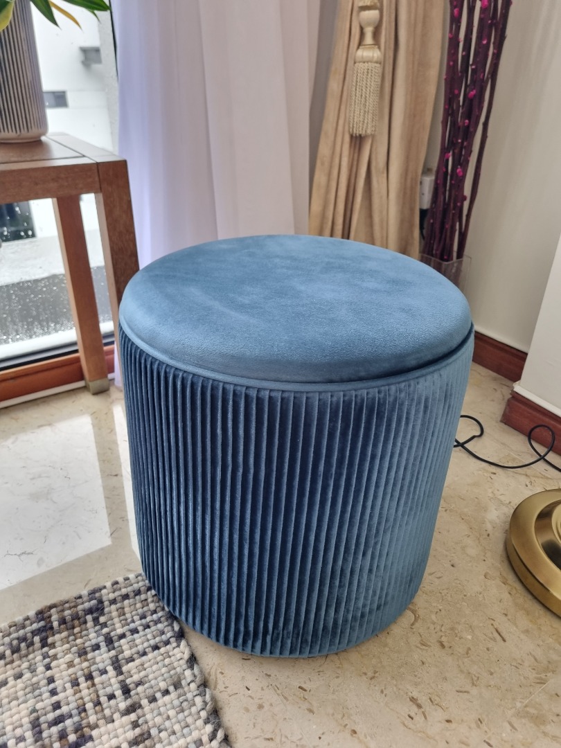Hooga blue velvet stool with extra storage, Furniture & Home Living ...