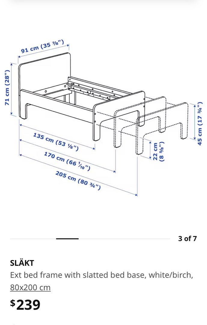 IKEA Slakt extendable Helper bed, Furniture & Home Living, Furniture ...