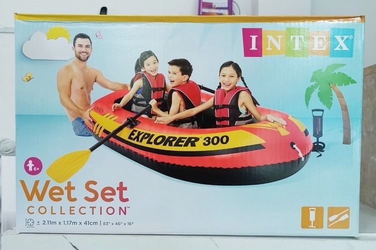 INTEX Inflatable Boat Explorer 200 & 300. Bot Sampan, Sports Equipment ...