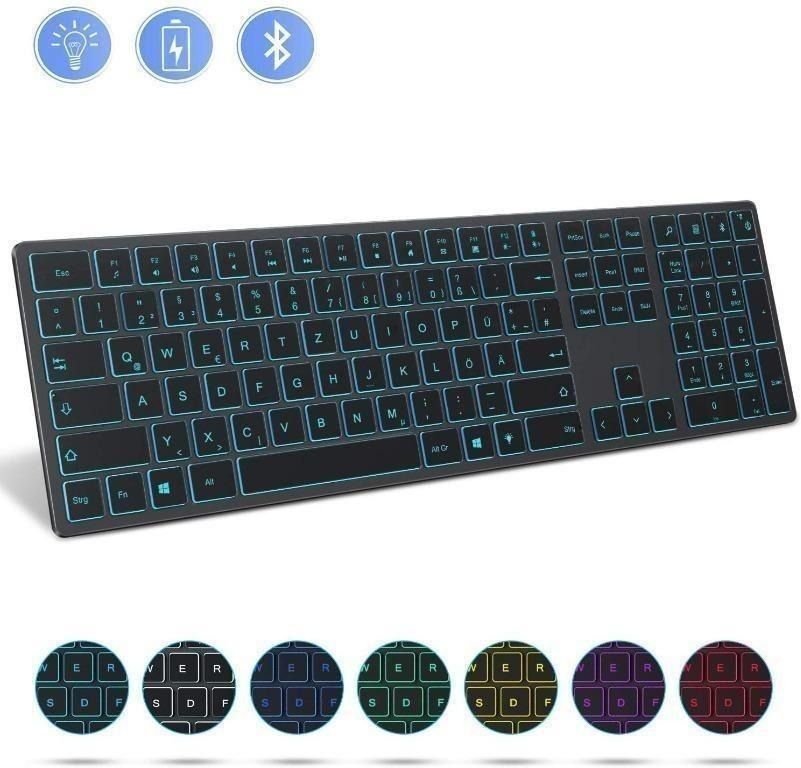 Jelly Comb Backlit Bluetooth Keyboard rgb 7-Color Ultra Slim ...
