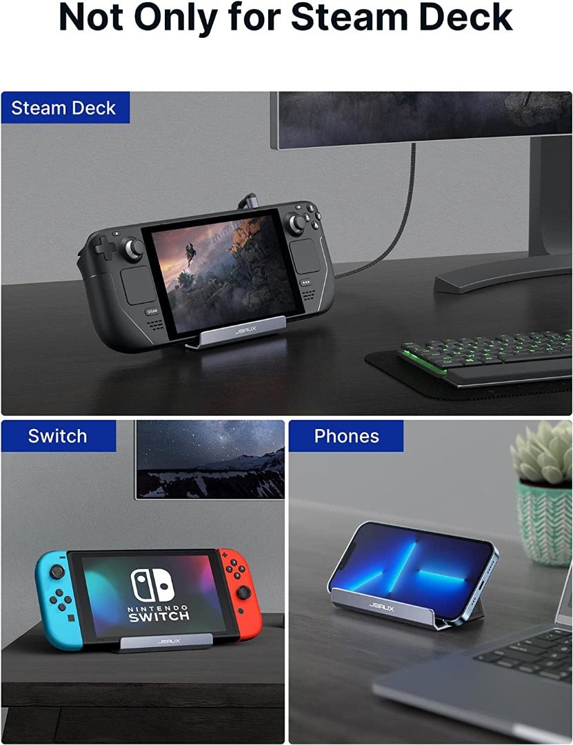 JSAUX Stand Base for Steam Deck, Frosted Aluminum Alloy Playstand for ...