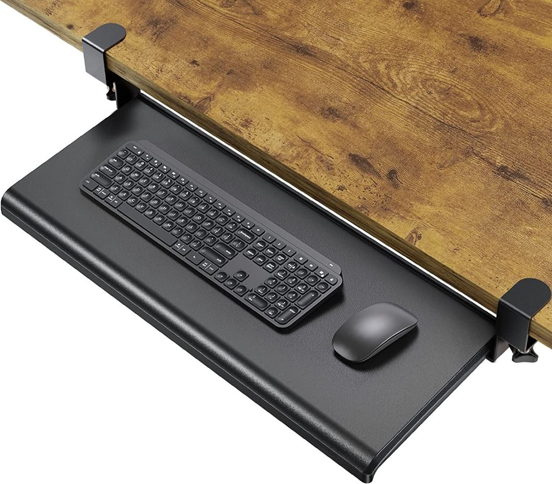 Keyboard Tray Clamp On Under Desk, Desk Slide Out With Sturdy No-drill ...