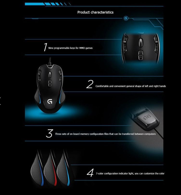 Logitech G300S wired gaming mouse w/ backlight mechanical & macro programming, Computers & Tech ...