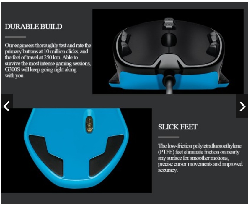 Logitech G300S wired gaming mouse w/ backlight mechanical & macro ...