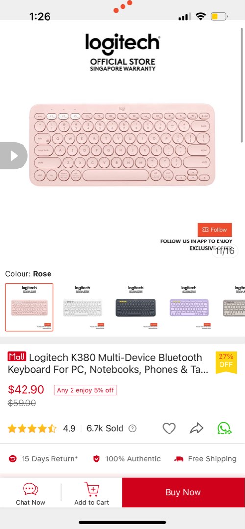 Logitech K380 Bluetooth Keyboard In Rose Computers And Tech Parts And Accessories Computer