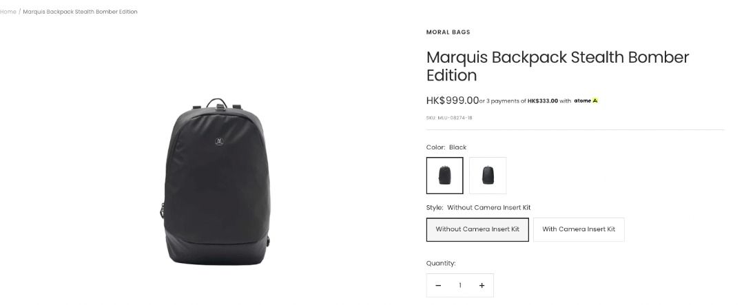Moral Marquis Backpack Stealth Bomber Edition, 男裝, 袋, 背包 - Carousell