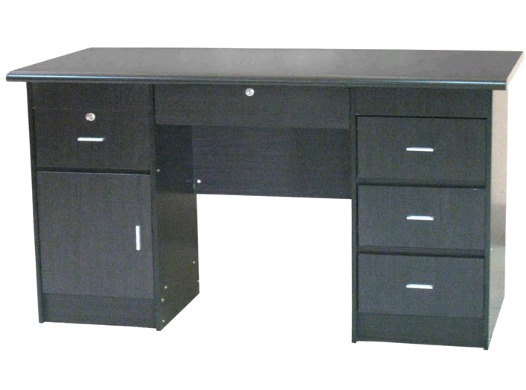 Modern Office Table with Center and Double Pedestal Drawers and Cabinet ...