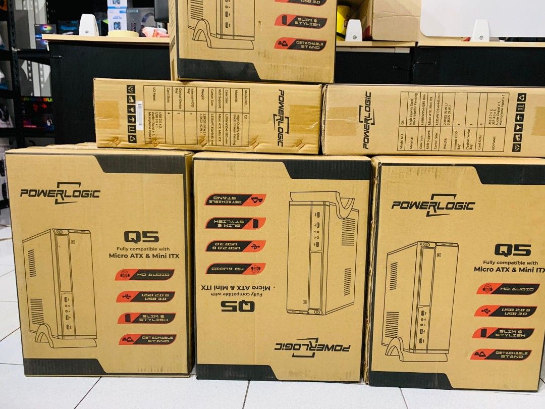 Powerlogic Q5 Slim Mini-Micro ATX PC Desktop Case with 600w PSU ...