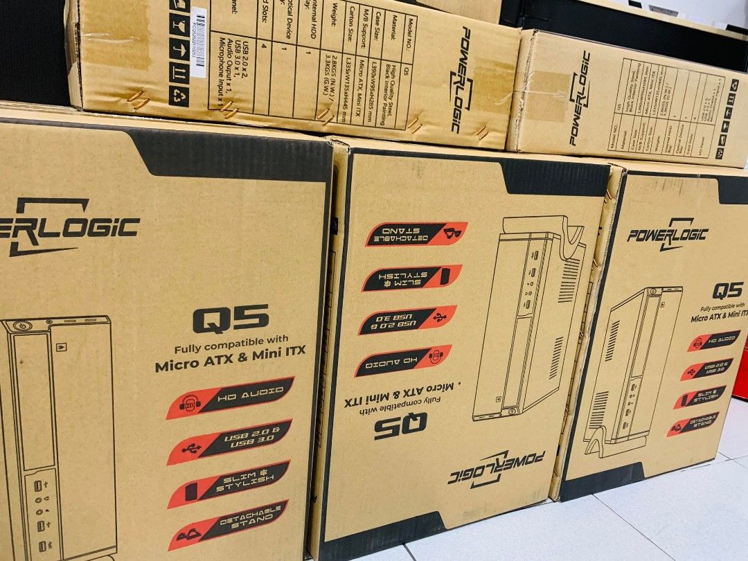 Powerlogic Q5 Slim Mini-Micro ATX PC Desktop Case with 600w PSU ...