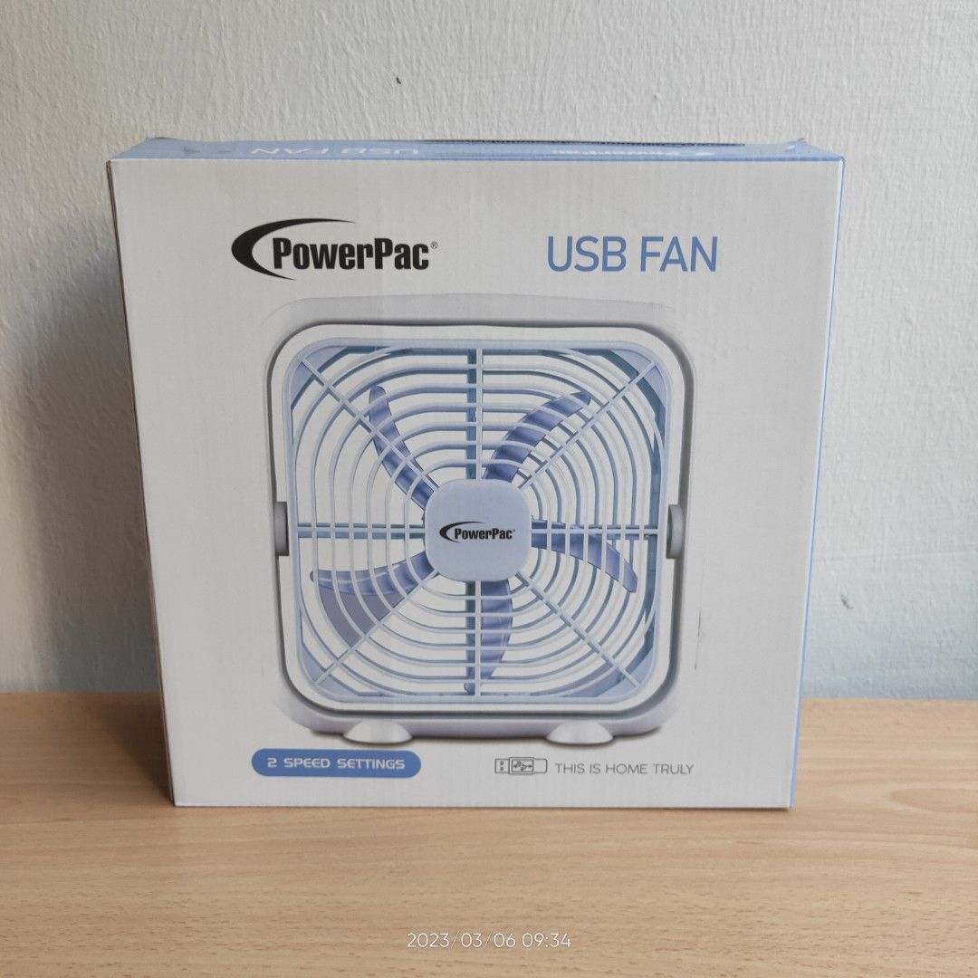 PowerPac 8 Inch USB Box Fan with 2 Speed Settings, Model No. PPUF229 ...