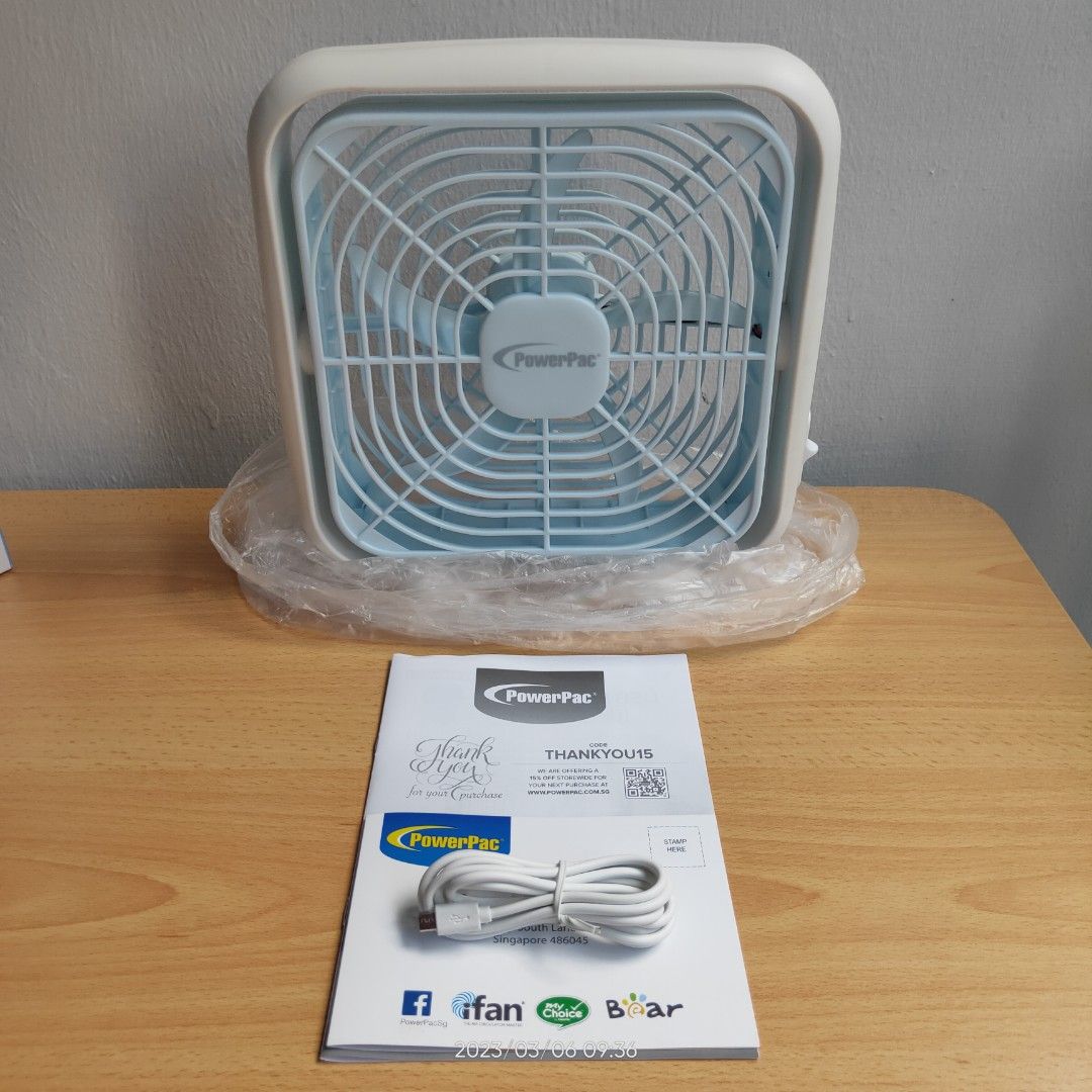 PowerPac 8 Inch USB Fan with 2 Speed Settings, Model No. PPUF229 ...