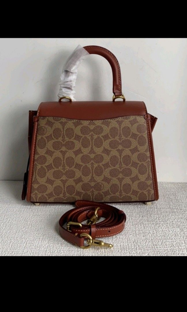 Preorder coach sammy top handle tabby c closure in signature canvas bag ...