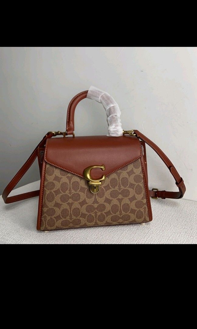 Preorder coach sammy top handle tabby c closure in signature canvas bag ...