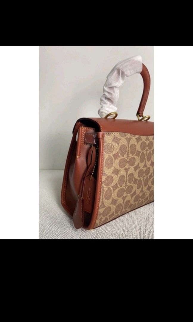 Preorder coach sammy top handle tabby c closure in signature canvas bag ...