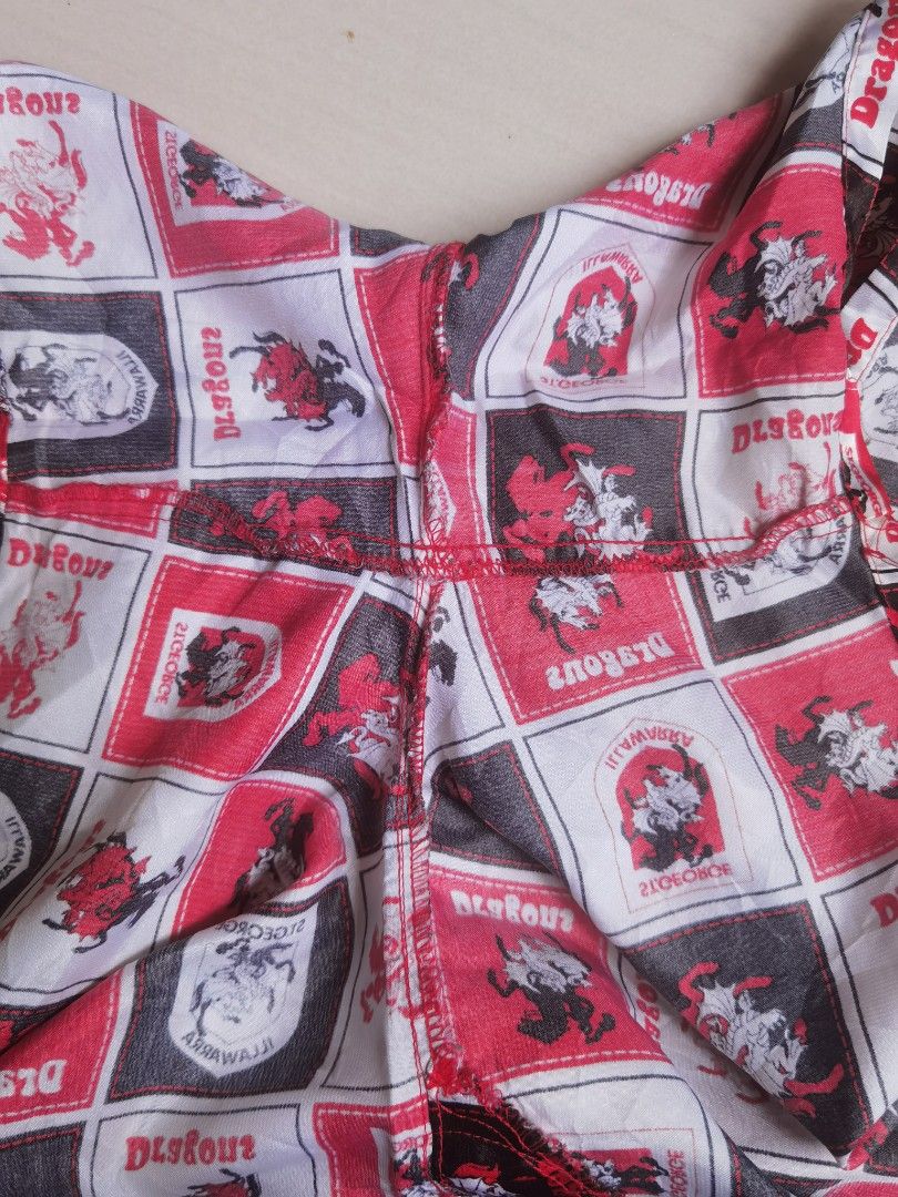 Red and white checkered Dragons Print Aus NRL team satin boxer shorts, Men's Fashion, Bottoms ...