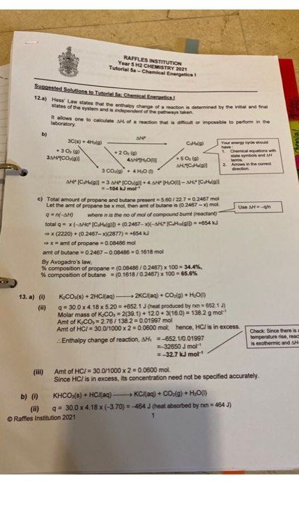 RI H2 Chem Tutorials 2022, Hobbies & Toys, Books & Magazines, Textbooks ...