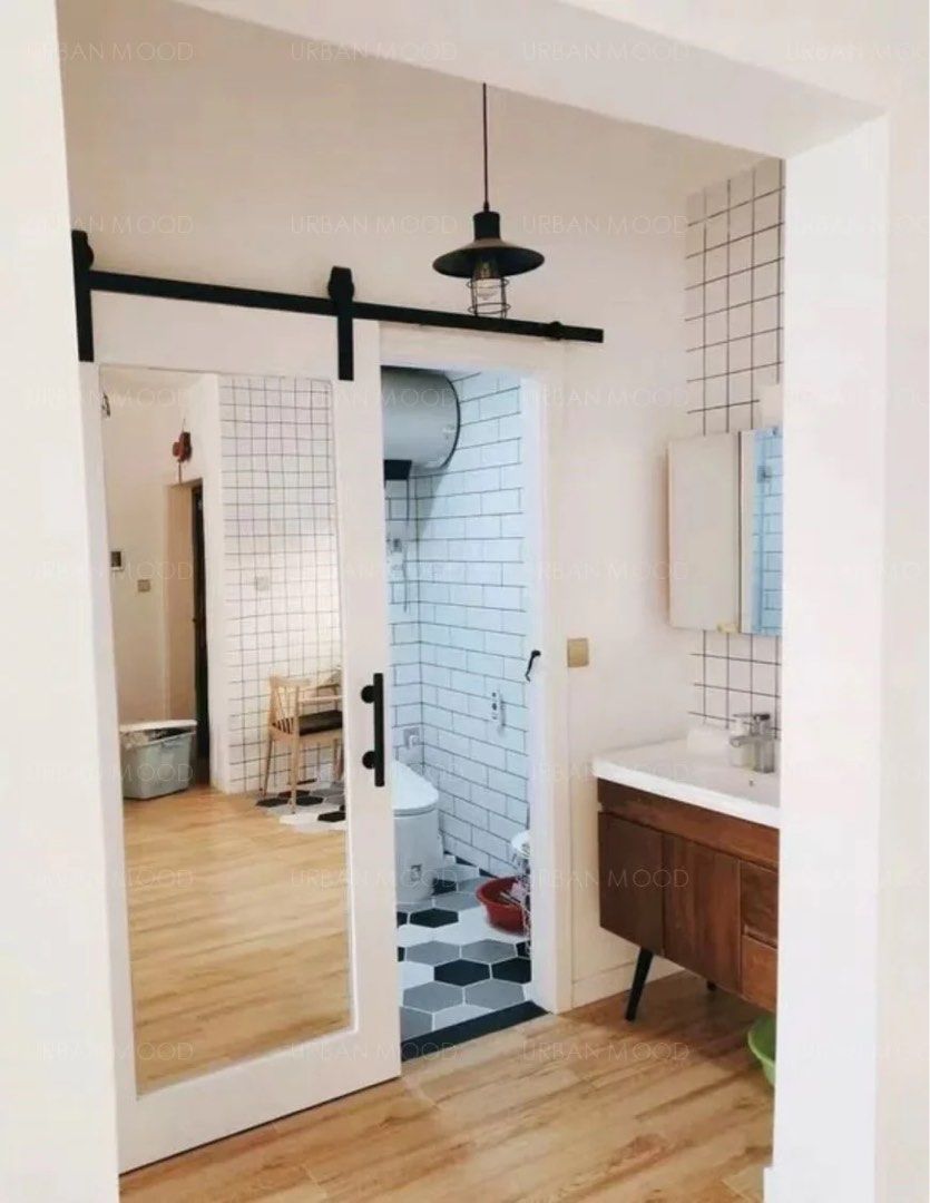 SELENA Rustic Sliding Mirror Door, Furniture & Home Living, Home Decor ...