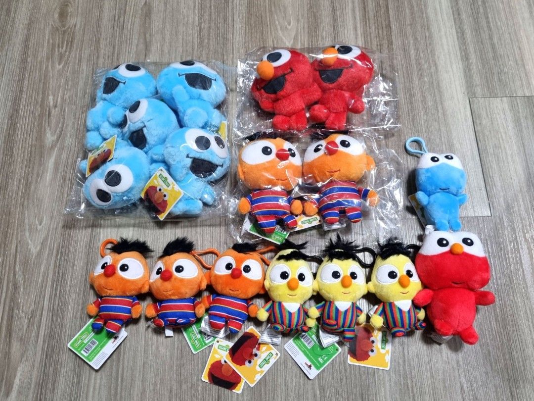 Sesame Street Ernie, Bert, Cookie Monster, Elmo Keychain Plush, Hobbies ...