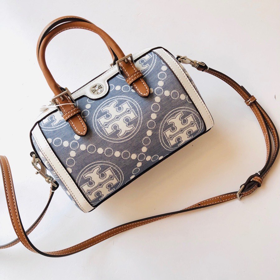 TB T Monogram Denim Mini Barrel Bag, Women's Fashion, Bags & Wallets ...