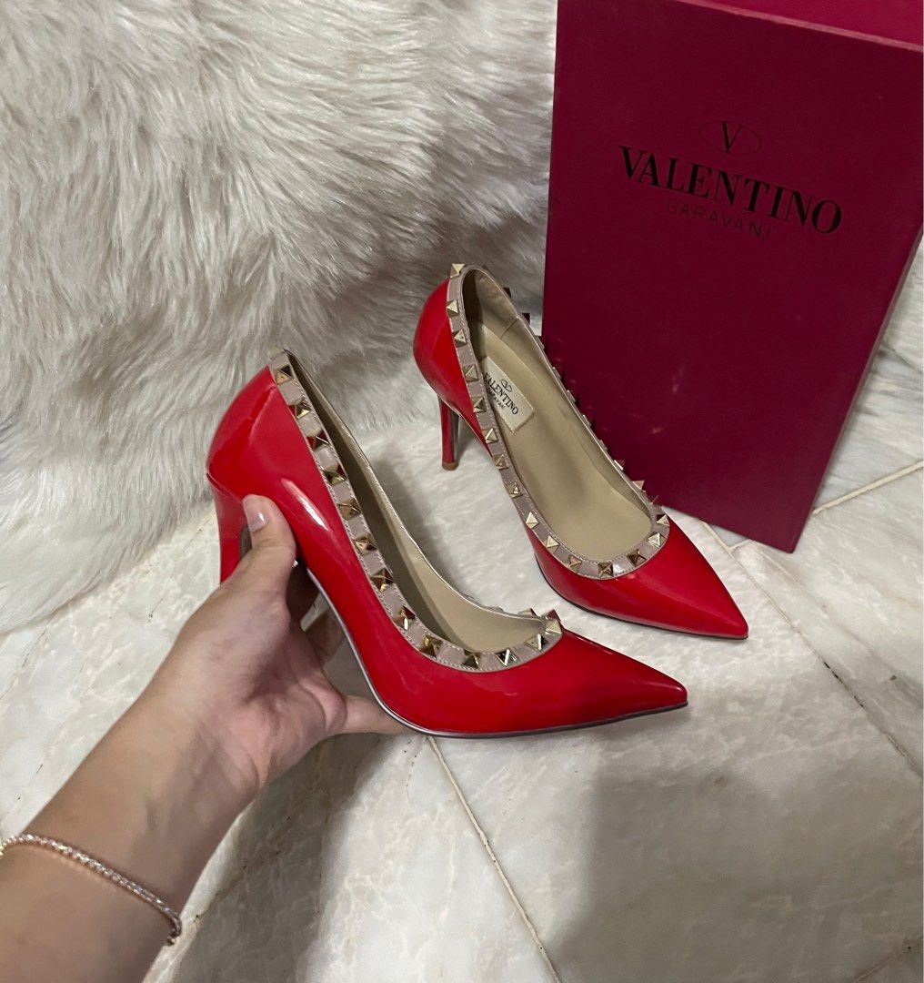 Valentino Red Stud Heels on Carousell