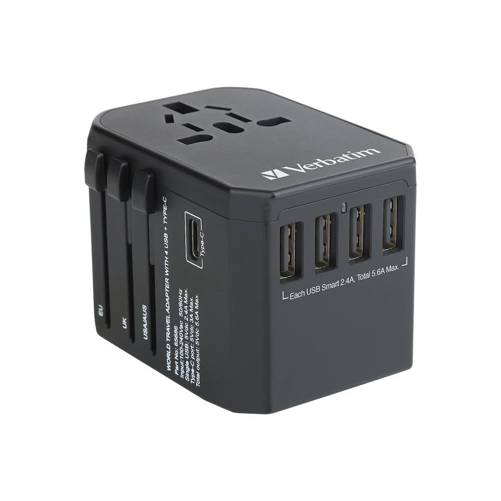 Verbatim 5 Port 5.6A Universal Travel Adapter 65686/65829, 手提電話, 電話及其他 ...