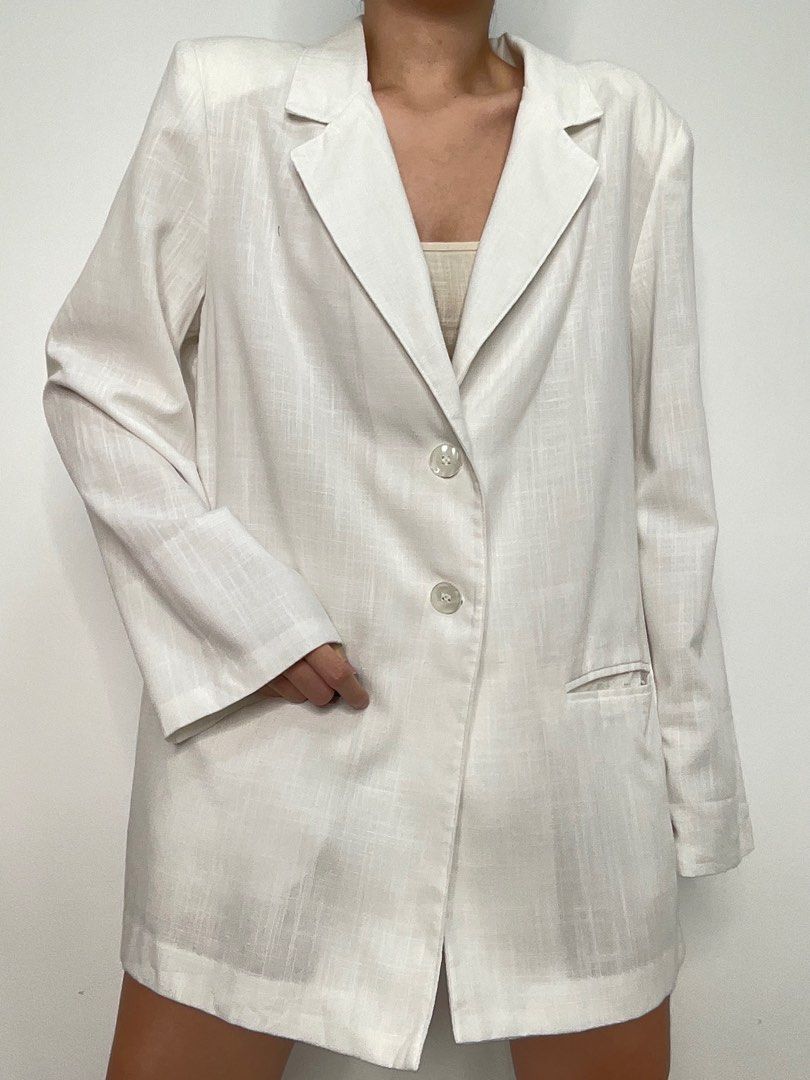 [RESERVED] White linen blazers, Women's Fashion, Coats, Jackets and ...