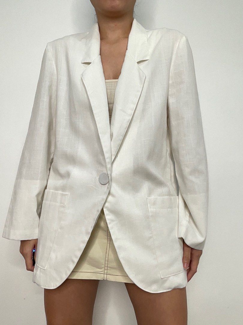 [RESERVED] White linen blazers, Women's Fashion, Coats, Jackets and ...